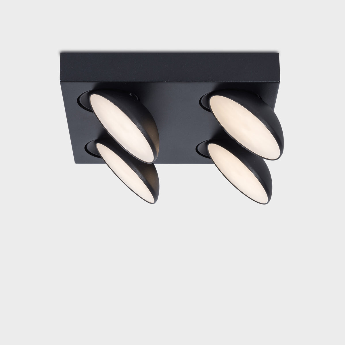 4 Light LED Square Ceiling Spotlight 4x 5W 3000K Dimmable Black ...