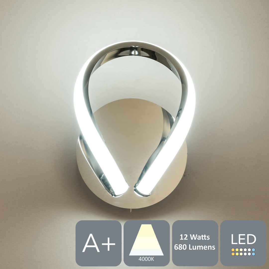 Harper Living HALO LED Wall Light with Toggle Switch, Polished Chrome