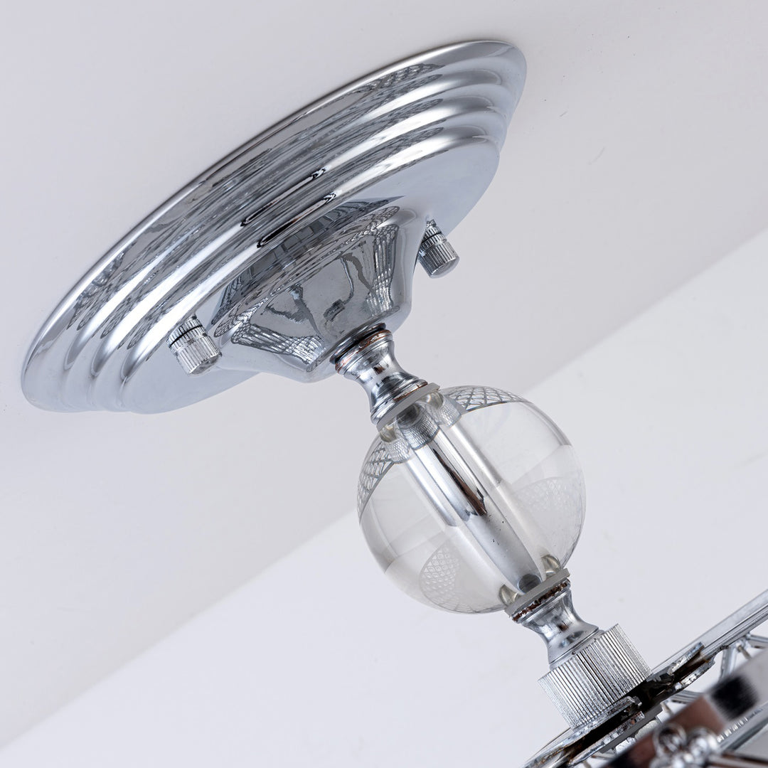 Polished Chrome Semi-Flush Ceiling Light, 3 Lights E27 Bulb Caps ...
